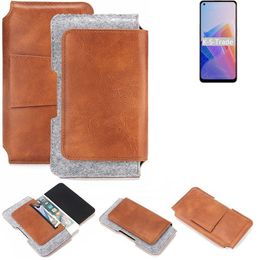 K-S-Trade Handyhülle für Oppo A96 5G, Handyhülle Schutzhülle Gürteltasche Holster Gürtel Tasche, braun|grau|schwarz