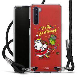 DeinDesign Handyhülle Pummeleinhorn Fluffy Christmas Red, OnePlus Nord Handykette Hülle mit Band Case zum Umhängen