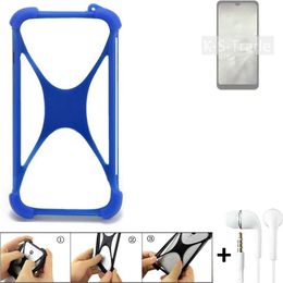K-S-Trade Handyhülle für Sharp Aquos Wish2, Handy Hülle Bumper Schutzhülle Silikon Schutz Hülle Cover Case, blau|schwarz