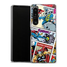 DeinDesign Handyhülle Marvel Retro Comic Blue, Sony Xperia 1 IV Silikon Hülle Bumper Case Handy Schutzhülle, weiß