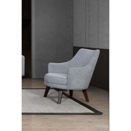 JVmoebel Sessel Designer Sessel 1 Sitzer Grau Stoff Textil Luxus Möbel Einsitzer Neu