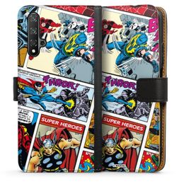 DeinDesign Handyhülle Marvel Retro Comic Blue, Huawei Nova 5T Hülle Handy Flip Case Wallet Cover Handytasche Leder, schwarz