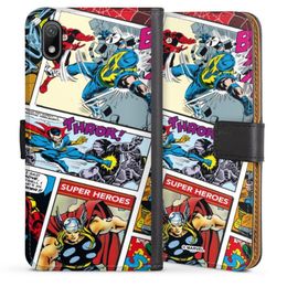 DeinDesign Handyhülle Marvel Retro Comic Blue, Huawei Y5 (2019) Hülle Handy Flip Case Wallet Cover Handytasche Leder, schwarz