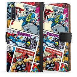 DeinDesign Handyhülle Marvel Retro Comic Blue, Samsung Galaxy Note 10 Plus Hülle Handy Flip Case Wallet Cover, schwarz