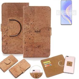 K-S-Trade Handyhülle für Huawei nova Y90, Handy-Hülle Schutz-Hülle Handyhülle Schutzhülle Korkhülle, braun|schwarz