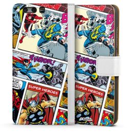 DeinDesign Handyhülle Marvel Retro Comic Blue, Huawei P10 Hülle Handy Flip Case Wallet Cover Handytasche Leder, weiß