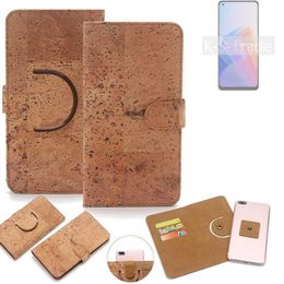 K-S-Trade Handyhülle für Oppo Reno7 Lite 5G, Handy-Hülle Schutz-Hülle Handyhülle Schutzhülle Korkhülle, braun|schwarz