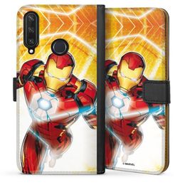DeinDesign Handyhülle Iron Man on Fire, Huawei Y6p Hülle Handy Flip Case Wallet Cover Handytasche Leder, schwarz