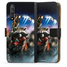 DeinDesign Handyhülle Rocket & Baby Groot Guardians Of The Galaxy, Huawei Nova 5T Hülle Handy Flip Case Wallet Cover Handytasche Leder, schwarz