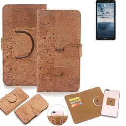 K-S-Trade Handyhülle für Nokia C2 2nd Edition, Handy Hülle Schutz Hülle Handyhülle Schutzhülle Korkhülle, braun|schwarz