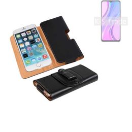 K-S-Trade Handyhülle für Xiaomi Redmi 9, Schützhülle Handyhülle Holster Gürtel Tasche Schutzhülle, schwarz