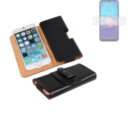 K-S-Trade Handyhülle für Motorola Moto E6i, Schützhülle Handyhülle Holster Gürtel Tasche Schutzhülle, schwarz