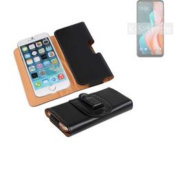 K-S-Trade Handyhülle für HTC Desire 19s, Schützhülle Handyhülle Holster Gürtel Tasche Schutzhülle, schwarz