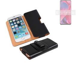 K-S-Trade Handyhülle für Oppo A74 5G, Schützhülle Handyhülle Holster Gürtel Tasche Schutzhülle, schwarz