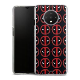 DeinDesign Handyhülle Deadpool Pattern, OnePlus 7T Silikon Hülle Bumper Case Handy Schutzhülle, weiß