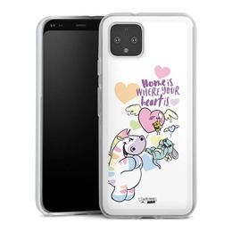 DeinDesign Handyhülle Zebrasus Home Is Where Your Heart Is, Google Pixel 4 Silikon Hülle Bumper Case Handy Schutzhülle, weiß