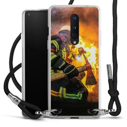 DeinDesign Handyhülle Feuerwehr Feuer Lebensretter Volunteer Firefighter, OnePlus 8 Handykette Hülle mit Band Case zum Umhängen Cover mit Kette, weiß