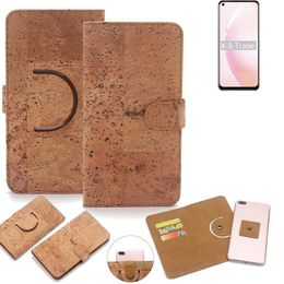 K-S-Trade Handyhülle für Oppo A93s 5G, Handy-Hülle Schutz-Hülle Handyhülle Schutzhülle Korkhülle, braun|schwarz