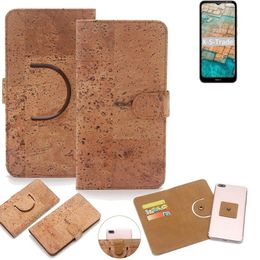 K-S-Trade Handyhülle für Nokia C20, Handy Hülle Schutz Hülle Handyhülle Schutzhülle Korkhülle, braun|schwarz