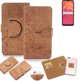 K-S-Trade Handyhülle für Doogee X96, Handy-Hülle Schutz-Hülle Handyhülle Schutzhülle Korkhülle, braun|schwarz