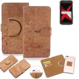 K-S-Trade Handyhülle für Doogee S35, Handy-Hülle Schutz-Hülle Handyhülle Schutzhülle Korkhülle, braun|schwarz