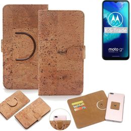 K-S-Trade Handyhülle für Motorola Moto G8 Power Lite, Handy Hülle Schutz Hülle Handyhülle Schutzhülle Korkhülle, braun|schwarz