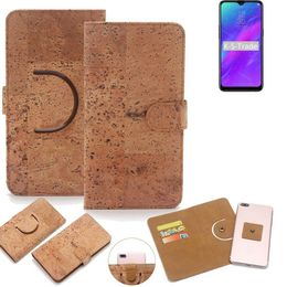 K-S-Trade Handyhülle für Oppo Reno Lite, Handy Hülle Schutz Hülle Handyhülle Schutzhülle Korkhülle, braun|schwarz