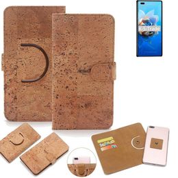 K-S-Trade Handyhülle für Huawei Mate X2, Handy Hülle Schutz Hülle Handyhülle Schutzhülle Korkhülle, braun|schwarz