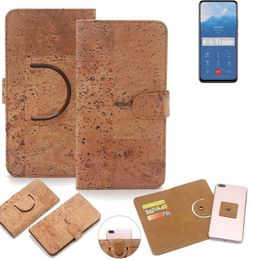 K-S-Trade Handyhülle für Huawei Y9 Prime 2019, Handy-Hülle Schutz-Hülle Handyhülle Schutzhülle Korkhülle, braun|schwarz