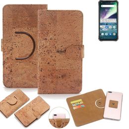 K-S-Trade Handyhülle für UMIDIGI Bison GT, Handy Hülle Schutz Hülle Handyhülle Schutzhülle Korkhülle, braun|schwarz