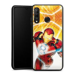 DeinDesign Handyhülle Iron Man on Fire, Huawei P30 Lite Premium Silikon Hülle Premium Case Handy Schutzhülle, schwarz