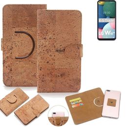 K-S-Trade Handyhülle für LG Electronics W41 Plus, Handy-Hülle Schutz-Hülle Handyhülle Schutzhülle Korkhülle, braun|schwarz