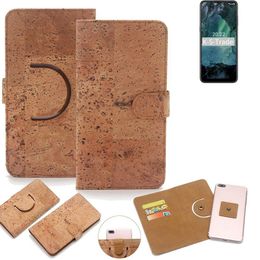 K-S-Trade Handyhülle für Nokia G21, Handy-Hülle Schutz-Hülle Handyhülle Schutzhülle Korkhülle, braun|schwarz