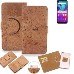 K-S-Trade Handyhülle für Doogee X96 Pro, Handy-Hülle Schutz-Hülle Handyhülle Schutzhülle Korkhülle, braun|schwarz
