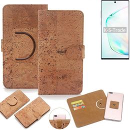 K-S-Trade Handyhülle für Samsung Galaxy Note 10+, Handy-Hülle Schutz-Hülle Handyhülle Schutzhülle Korkhülle, braun|schwarz