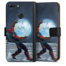 DeinDesign Handyhülle Deadpool Moon, Huawei Honor 9 Lite Hülle Handy Flip Case Wallet Cover, schwarz
