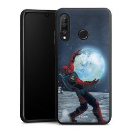 DeinDesign Handyhülle Deadpool Moon, Huawei P30 Lite Premium Silikon Hülle Premium Case Handy Schutzhülle, schwarz