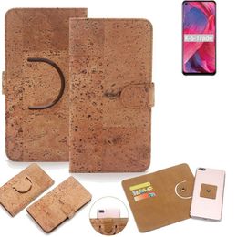K-S-Trade Handyhülle für Oppo A74 5G, Handy Hülle Schutz Hülle Handyhülle Schutzhülle Korkhülle, braun|schwarz