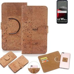 K-S-Trade Handyhülle für LG Electronics W41 Pro, Handy Hülle Schutz Hülle Handyhülle Schutzhülle Korkhülle, braun|schwarz