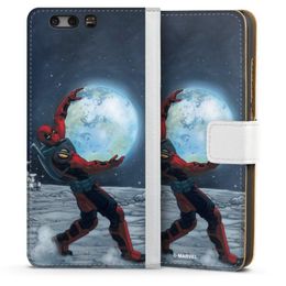 DeinDesign Handyhülle Deadpool Moon, Huawei P10 Hülle Handy Flip Case Wallet Cover Handytasche Leder, weiß