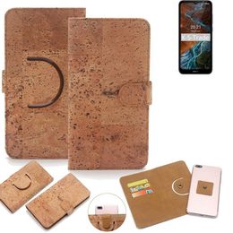 K-S-Trade Handyhülle für Nokia C10, Handy-Hülle Schutz-Hülle Handyhülle Schutzhülle Korkhülle, braun|schwarz