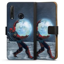 DeinDesign Handyhülle Deadpool Moon, Huawei Honor 20 Lite Hülle Handy Flip Case Wallet Cover, schwarz