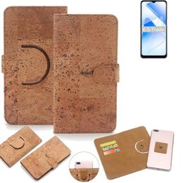K-S-Trade Handyhülle für Oppo A53s 5G, Handy Hülle Schutz Hülle Handyhülle Schutzhülle Korkhülle, braun|schwarz