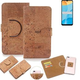 K-S-Trade Handyhülle für Oppo A35, Handy-Hülle Schutz-Hülle Handyhülle Schutzhülle Korkhülle, braun|schwarz
