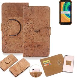 K-S-Trade Handyhülle für Doogee S59, Handy-Hülle Schutz-Hülle Handyhülle Schutzhülle Korkhülle, braun|schwarz