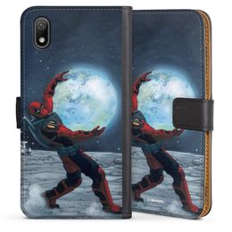 DeinDesign Handyhülle Deadpool Moon, Huawei Y5 (2019) Hülle Handy Flip Case Wallet Cover Handytasche Leder, schwarz
