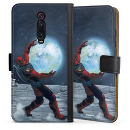 DeinDesign Handyhülle Deadpool Moon, Xiaomi Mi 9T Pro Hülle Handy Flip Case Wallet Cover Handytasche Leder, schwarz