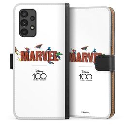 DeinDesign Handyhülle Marvel100 The Avengers Logo Marvel100 Years of Wonder, Samsung Galaxy A13 4G Hülle Handy Flip Case Wallet Cover, schwarz