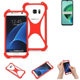 K-S-Trade Handyhülle für Xiaomi Redmi 10 5G, Handy-Hülle Schutz-Hülle Bumper Silikon Schutz Hülle Cover Case, rot|schwarz