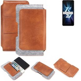 K-S-Trade Handyhülle für Oppo K9 5G, Handyhülle Schutzhülle Gürteltasche Holster Gürtel Tasche, braun|grau|schwarz